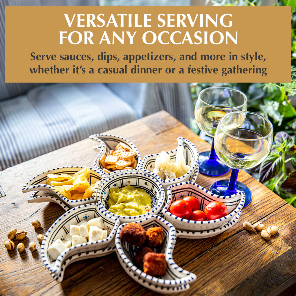 Bohemian Blue Star Dipping and Serving Set - Versatile Handmade Cerami ...