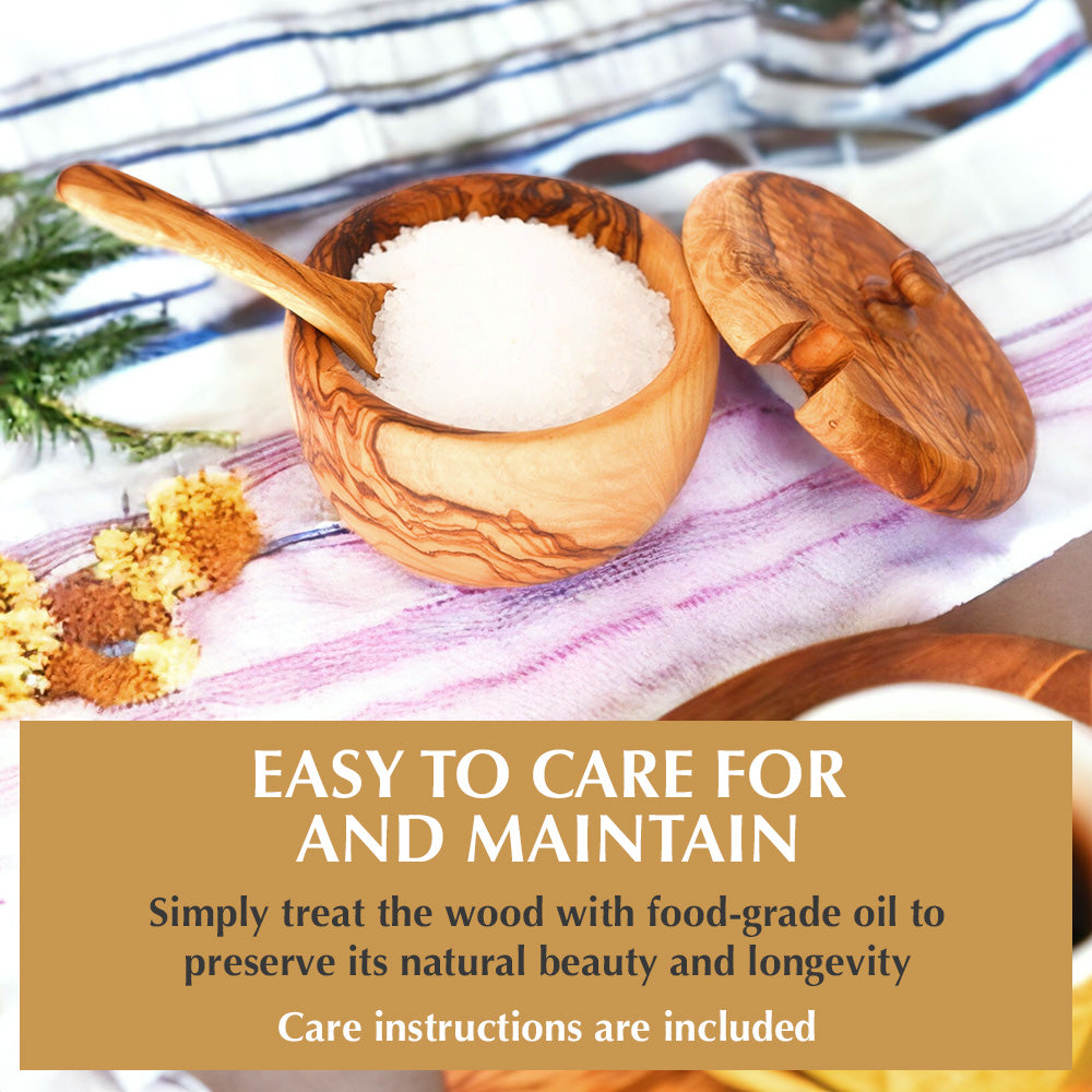 Olive Wood Sugar Cellar with Spoon – Kamsah